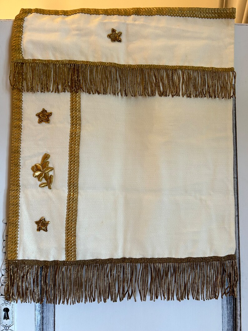 Two French Antique Silk Textile Religious Tabernacle Curtains With Gold ...