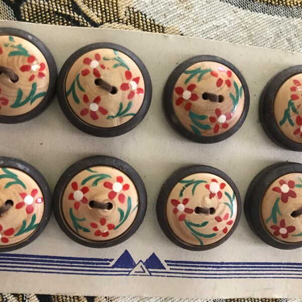 Painted Wood Buttons - Etsy