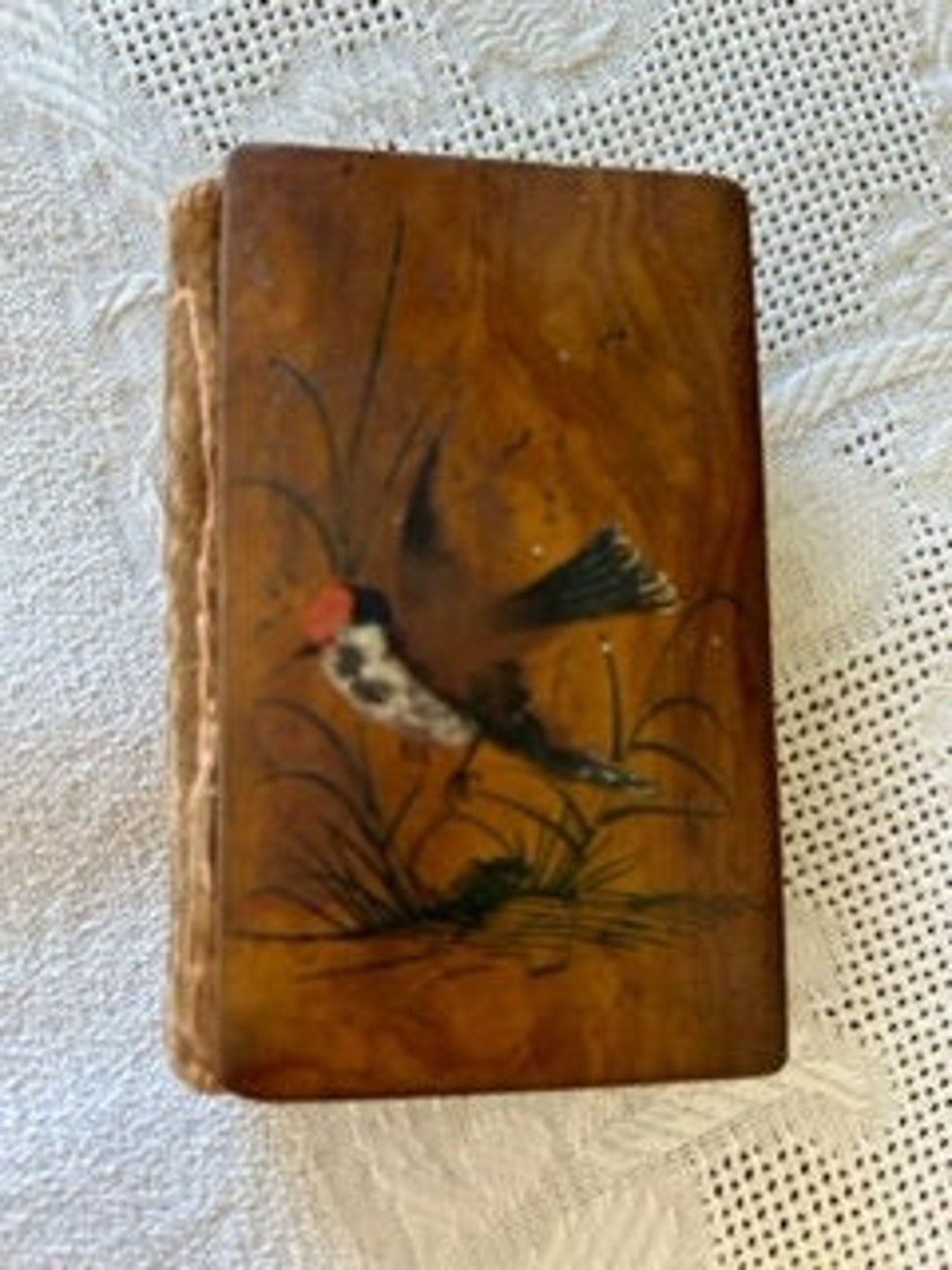 An Antique French Needle Case Hand Painted Bird on Wood - Etsy