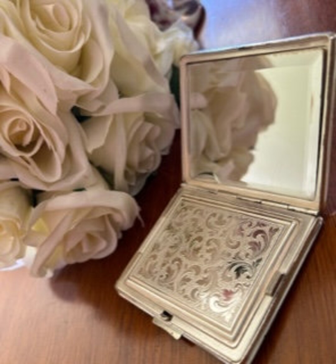 Art Deco Alpaca Silver Powder Compact and Mirror - Etsy