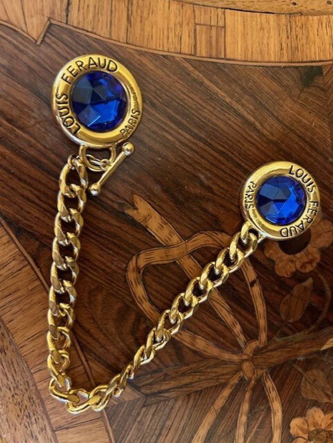 Vintage Louis Feraud PARIS Buttons & Gold Plated Chain Connector - Etsy