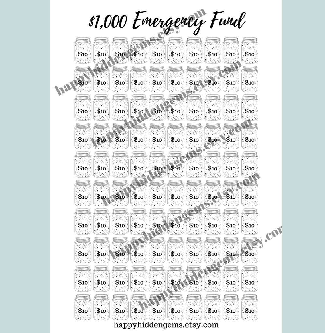 Printable Emergency Fund Tracker | 1000 Emergency Fund | Budgeting ...