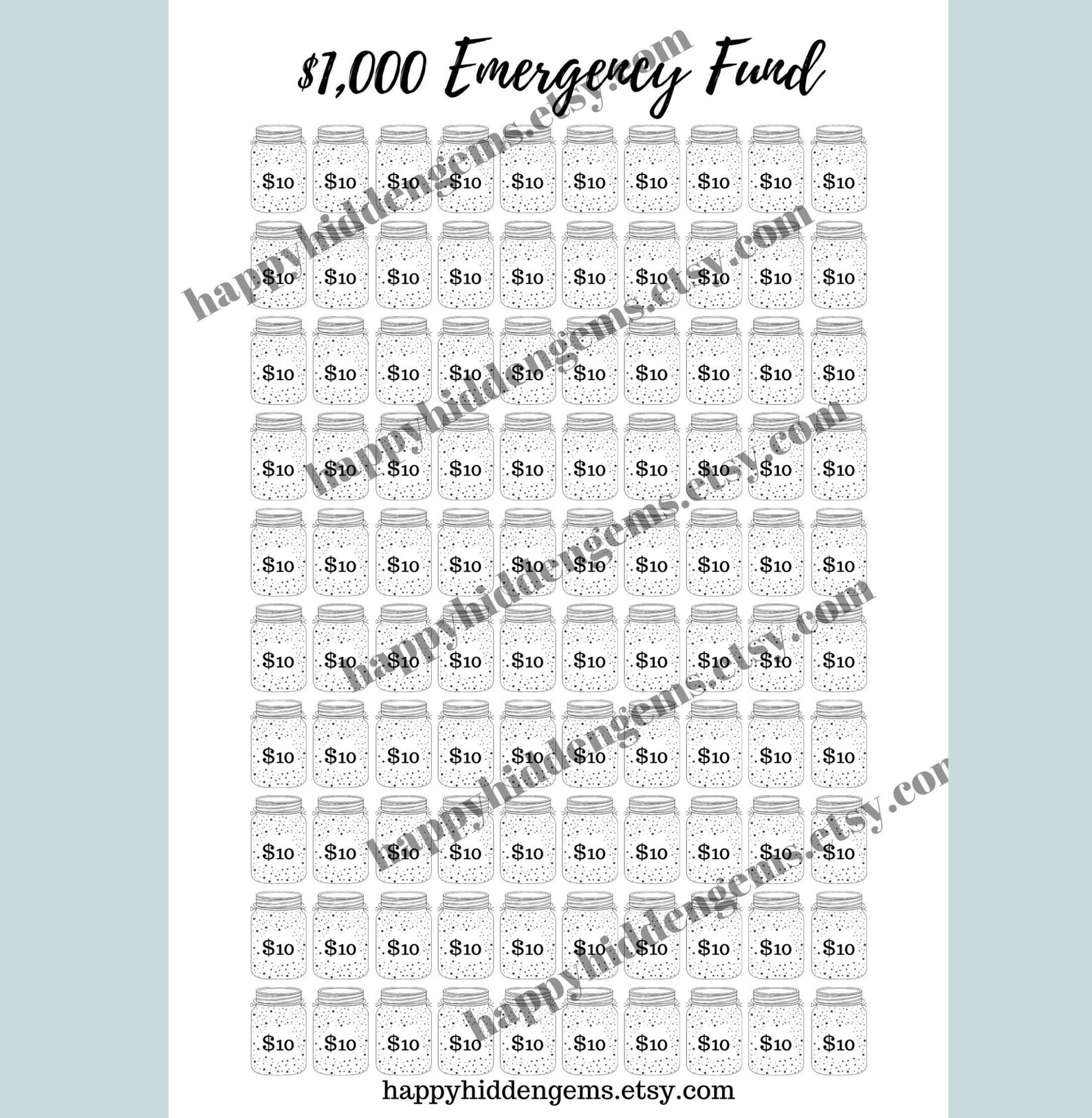 Printable Emergency Fund Tracker | 1000 Emergency Fund | Budgeting ...