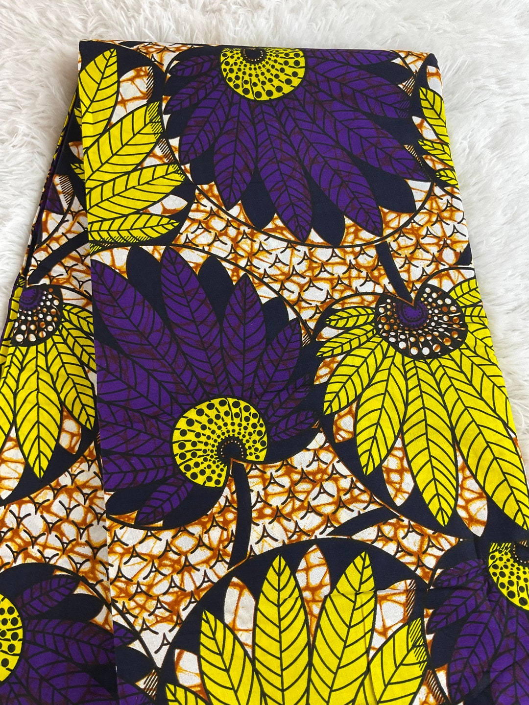 African Fabric/african Prints/ Ankara Fabric/wax Print/ Purple and ...