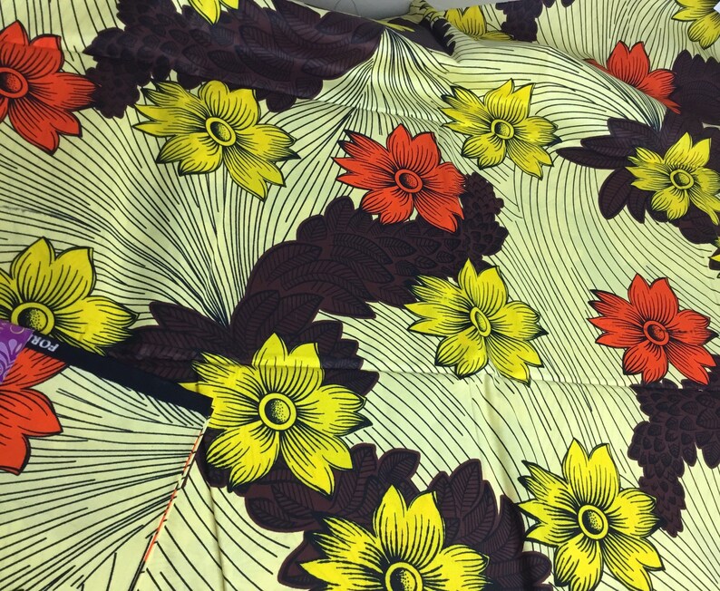 Cream and Orange African Fabric/african Prints/ Ankara Fabric/ - Etsy
