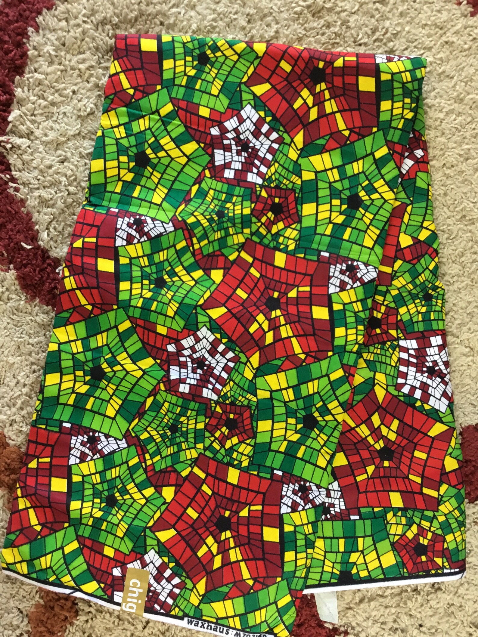 Red and Lemon Green African Fabric/african Prints/ Ankara Fabric ...