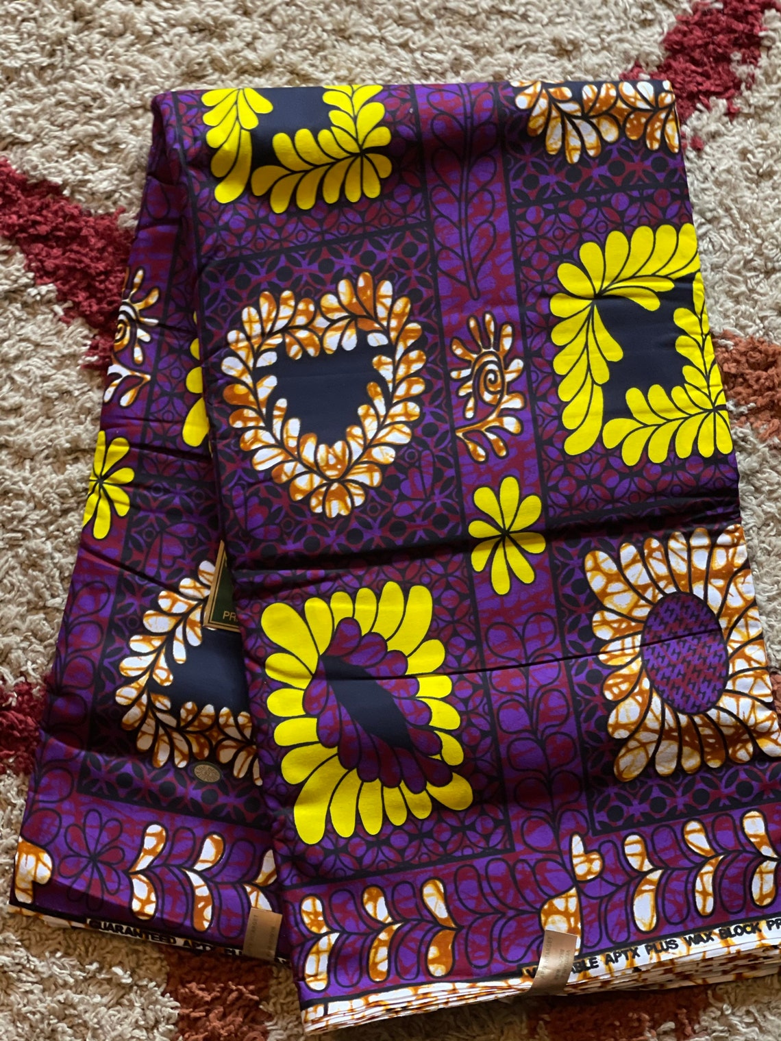 Purple and Yellow African Fabric/african Prints/ Ankara - Etsy