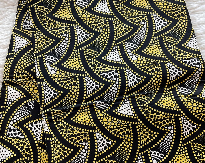 African Fabric/ankara-black Gold Ivory Color Shapes Design/african ...