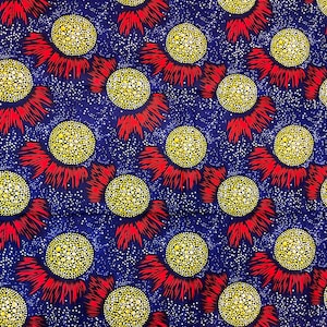 African Fabric/ankara-blue and Orange Floral Design/african Prints ...