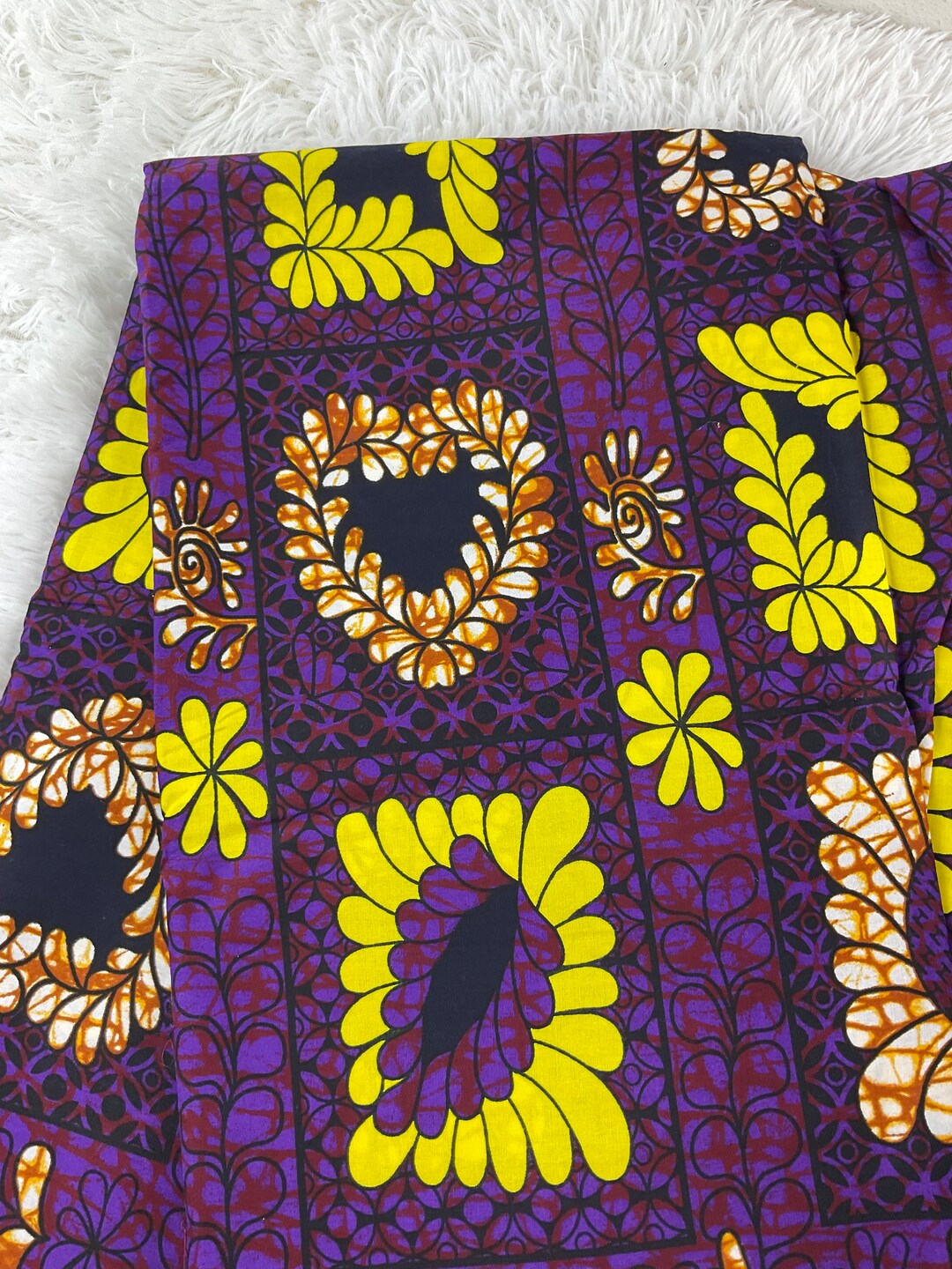 Purple and Yellow African Fabric/african Prints/ Ankara Fabric/ African ...