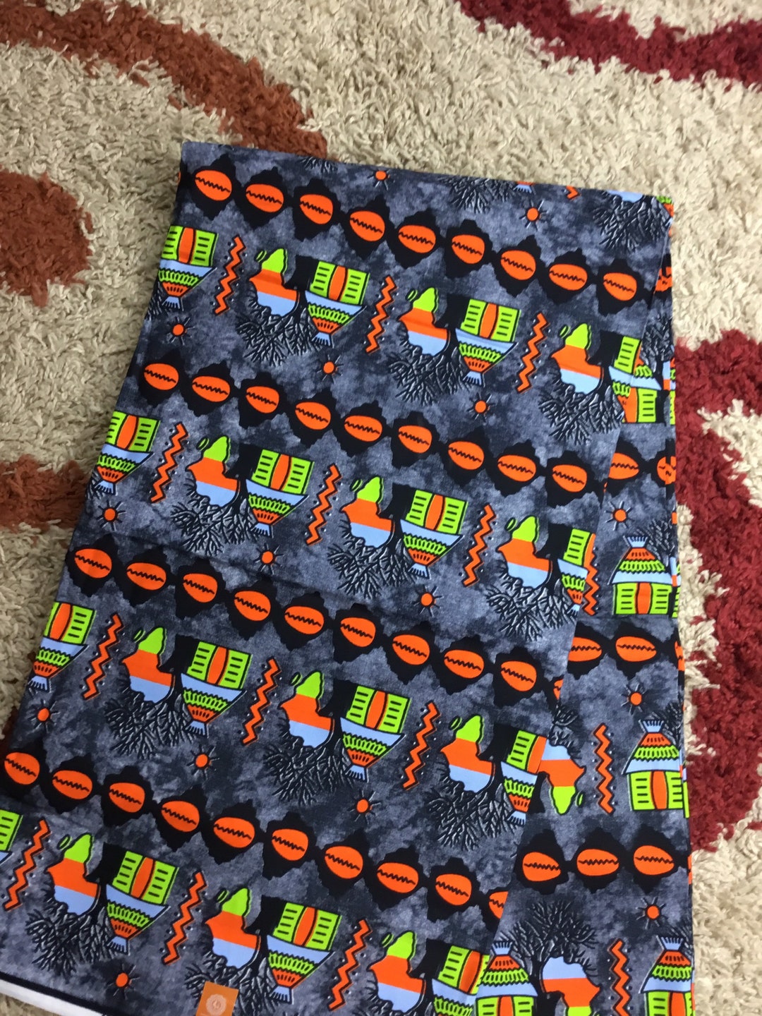 Orange African Fabric/african Prints/ Ankara Fabric/ Wax Print/ African ...
