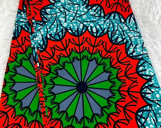 Orange and Teal African Fabric/african Prints/ Ankara Fabric/ - Etsy