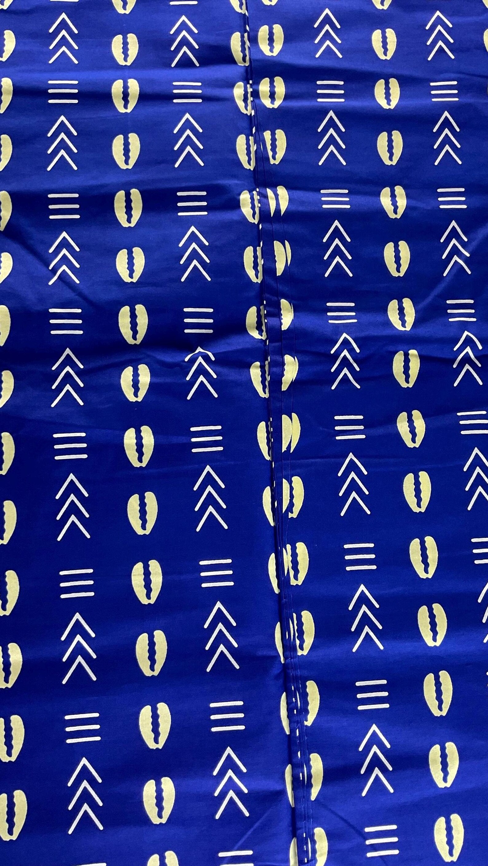 African Fabric /african Prints/ Ankara-royal Blue and Cream Fabric ...