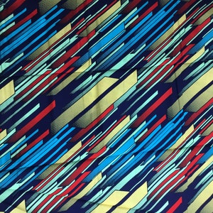 African Fabric/ankara-blue and Yellow Stripe Fabric/ Africa Fabric for ...
