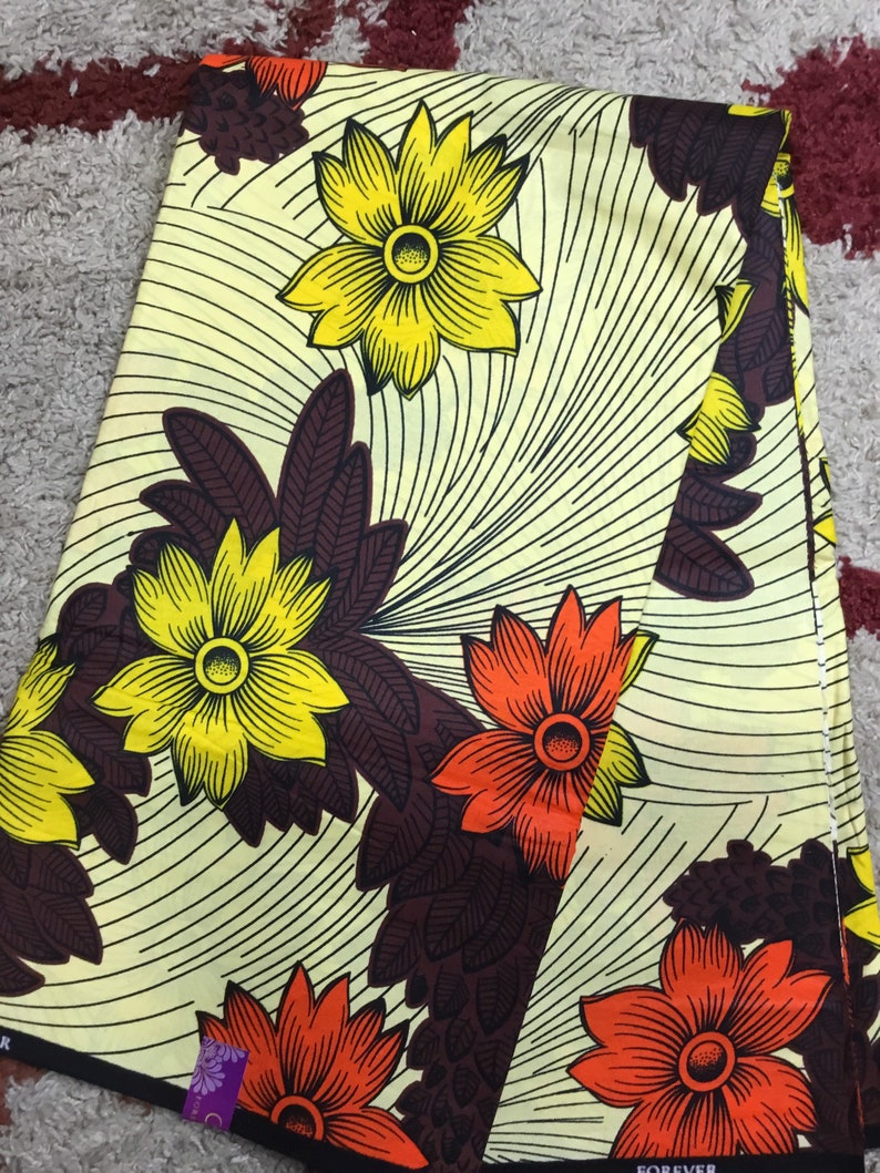 Cream and Orange African Fabric/african Prints/ Ankara Fabric/ - Etsy