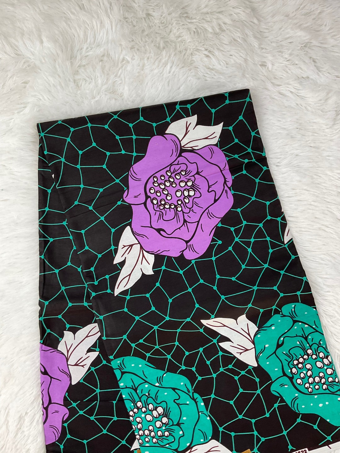 Teal and Lilac African Fabric/african Prints/ Ankara/ African Fabric ...