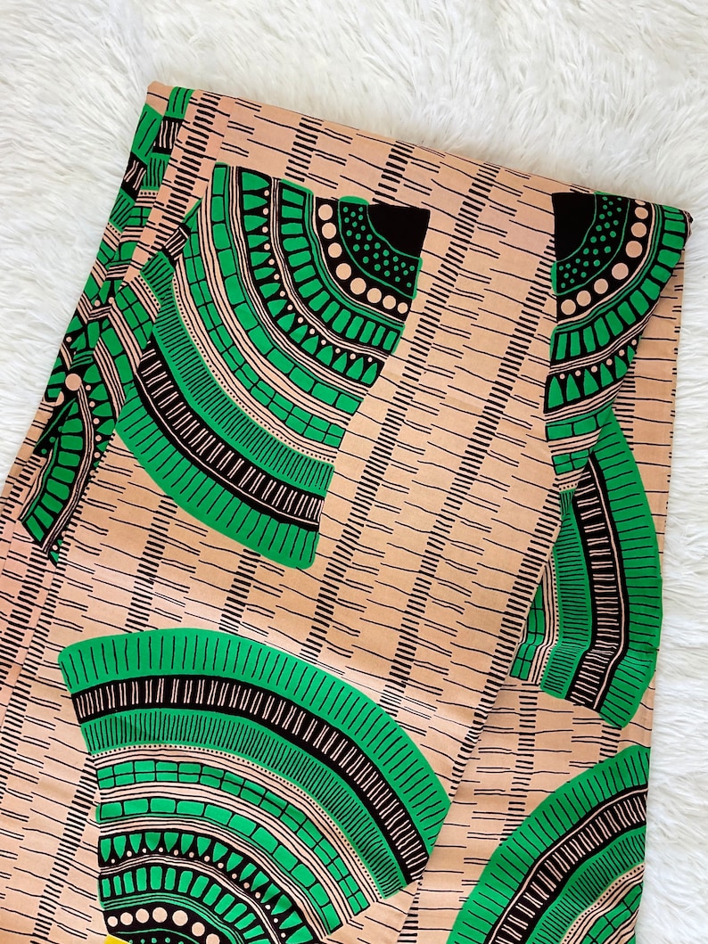 Cream and Green African Fabric/african Prints/ Ankara Fabric/ - Etsy