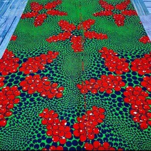 Green and Red African Fabric/african Prints/ Ankara Fabric/ African ...