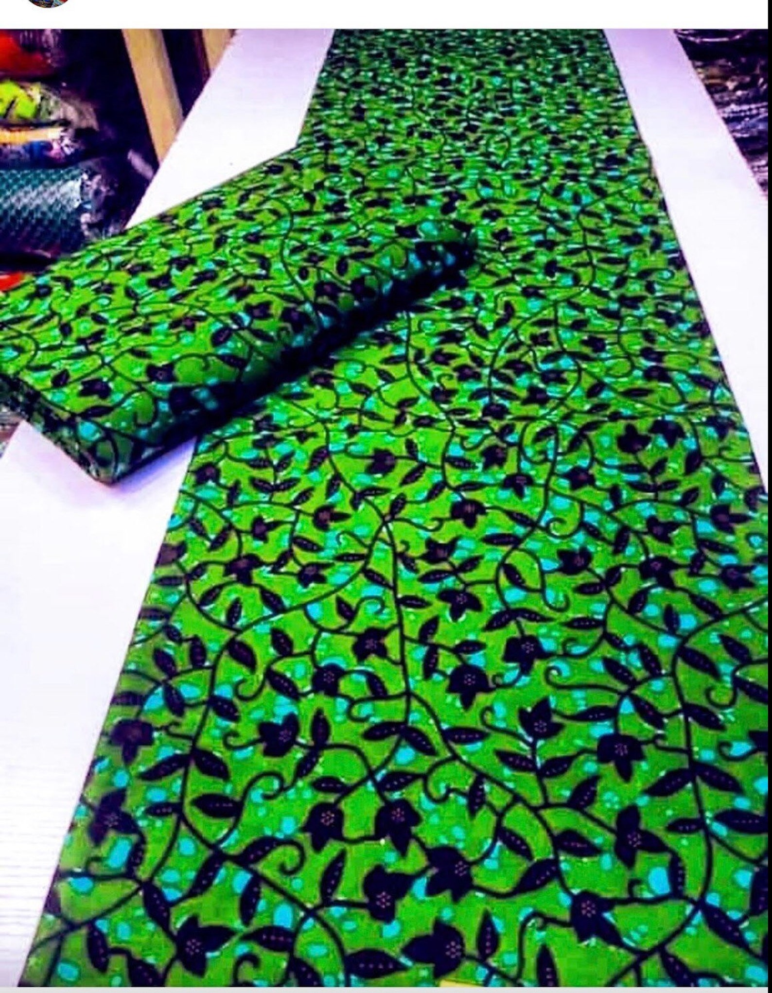 Green and black African Fabric/African prints/ Ankara fabric/ | Etsy