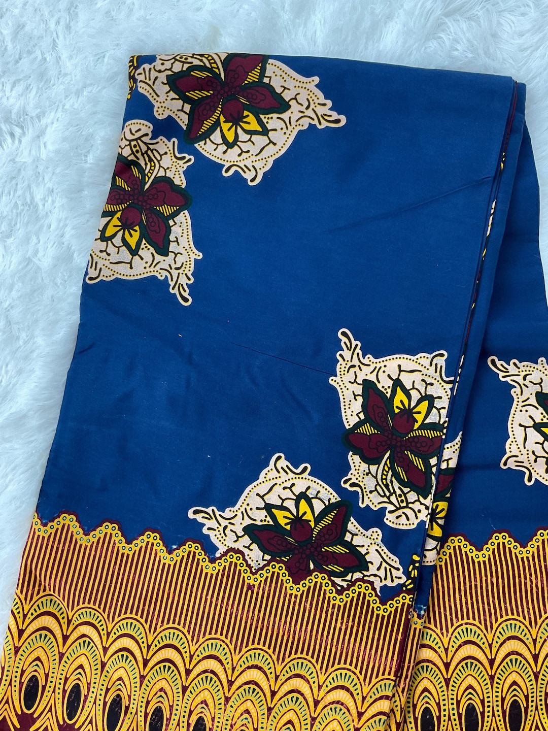 Blue and Gold Floral African Fabric/african Prints/ Ankara Fabric ...