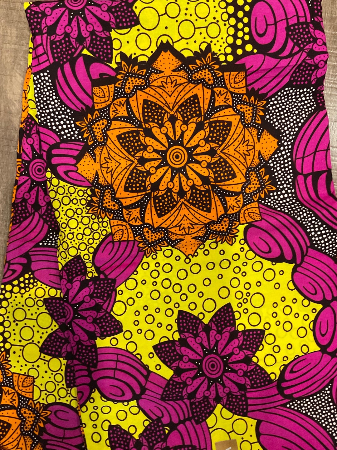 African Fabric/ankara-yellow Pink Brown Fabric/tissu Africain/fabric ...