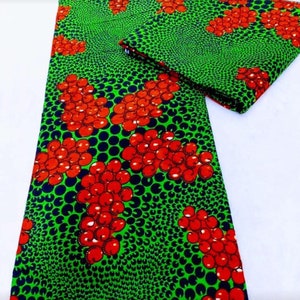 Green and Red African Fabric/african Prints/ Ankara Fabric/ African ...