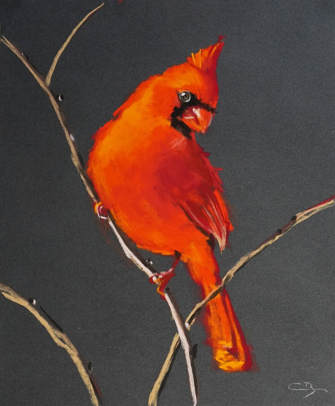 Original Pastel Red Cardinal - Etsy
