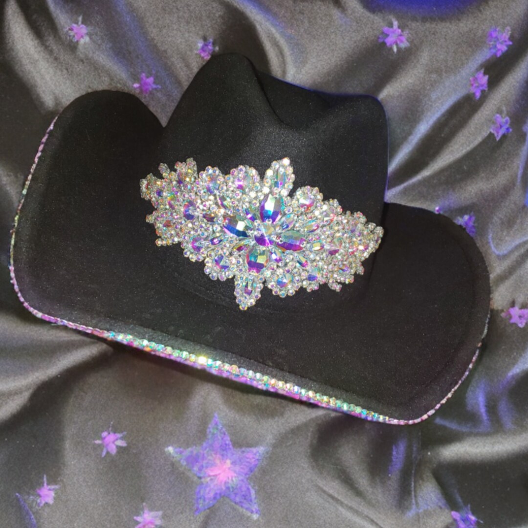 BLACK CRYSTAL COWGIRL Hat / Bling Bling - Etsy