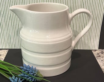 Vintage Lord Nelson Pottery White Banded Ceramic 2 Pint Milk Water Jug ...