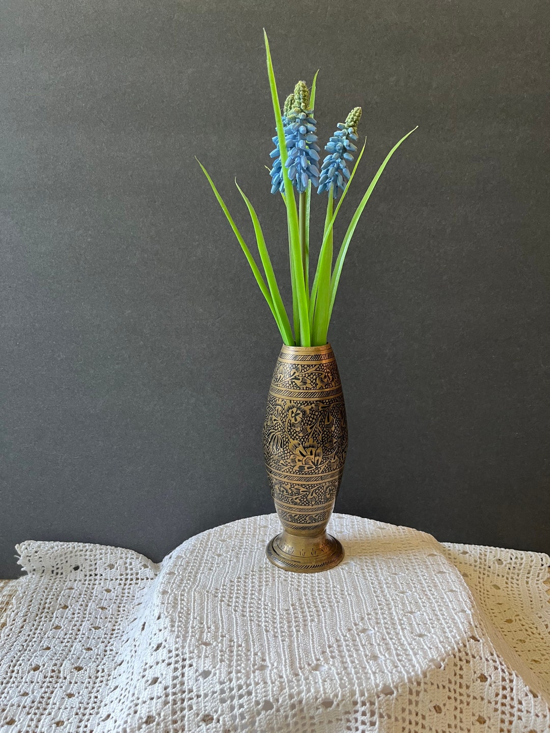 Vintage Brass Vase Eastern Pattern - Etsy