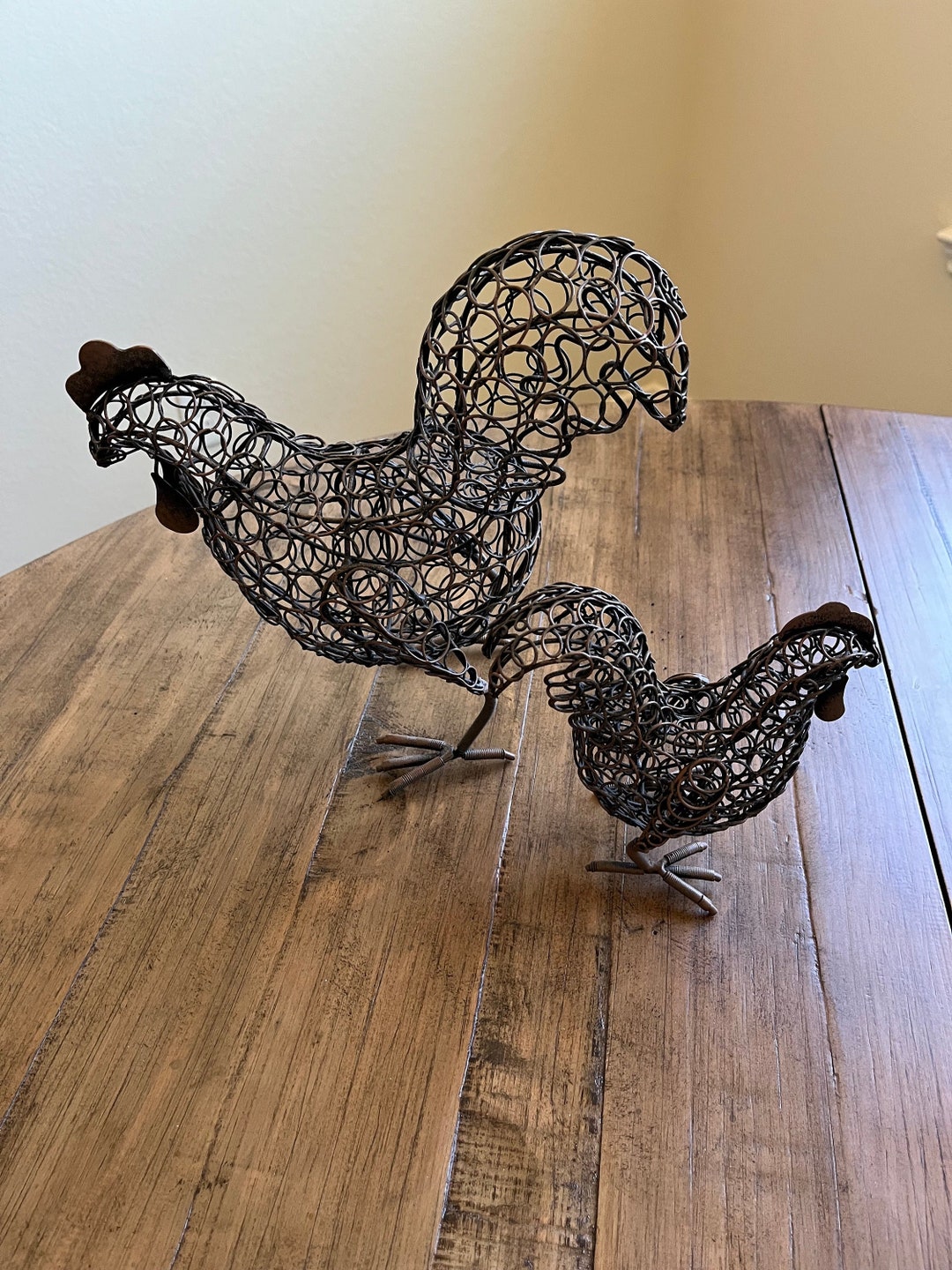 Farmhouse Chicken Metal Wire Sculpture Set of 2 - Etsy