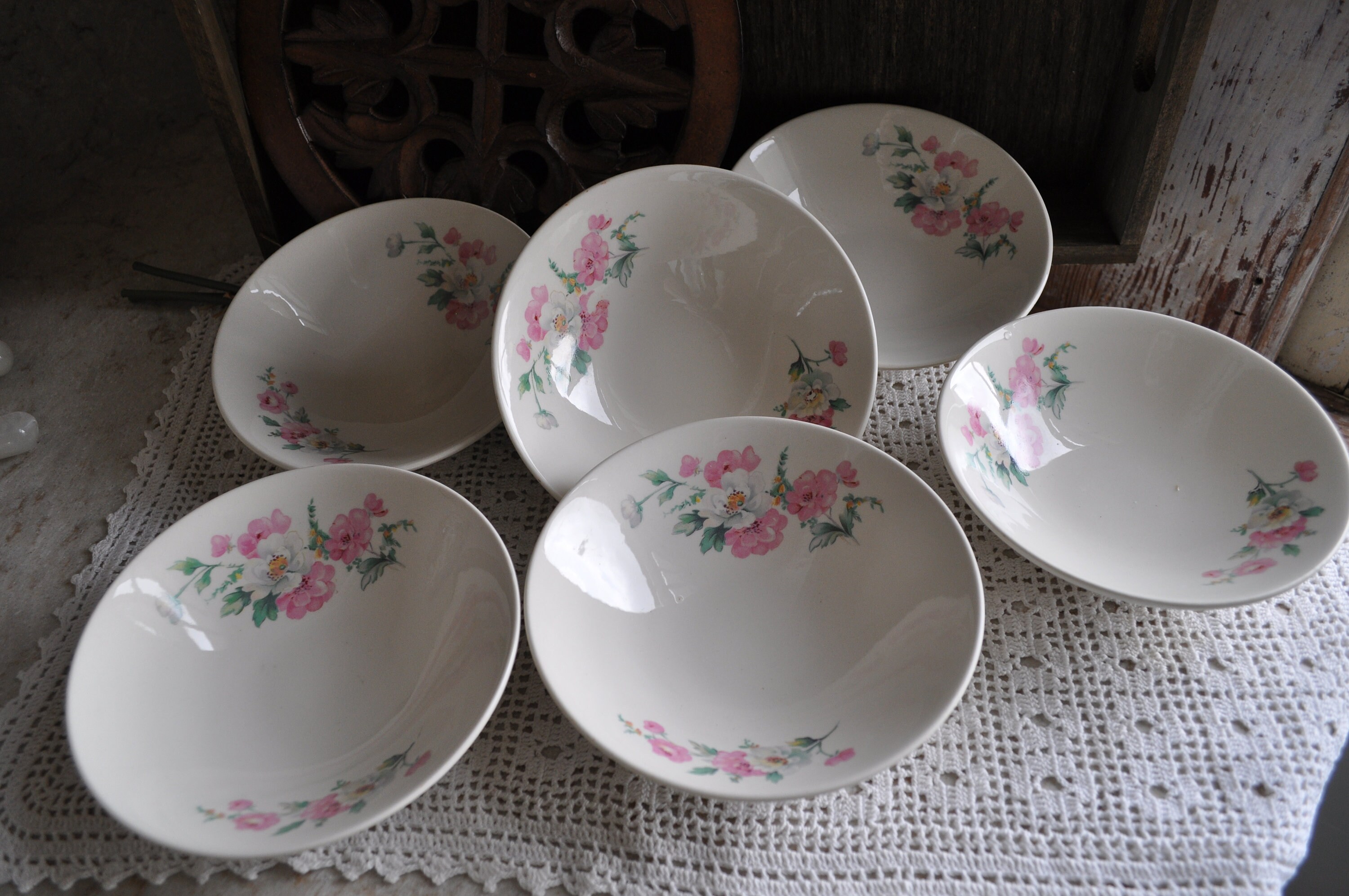 Homer Laughlin rhythm Rose Pattern Fruit Bowls Set of 6 - Etsy