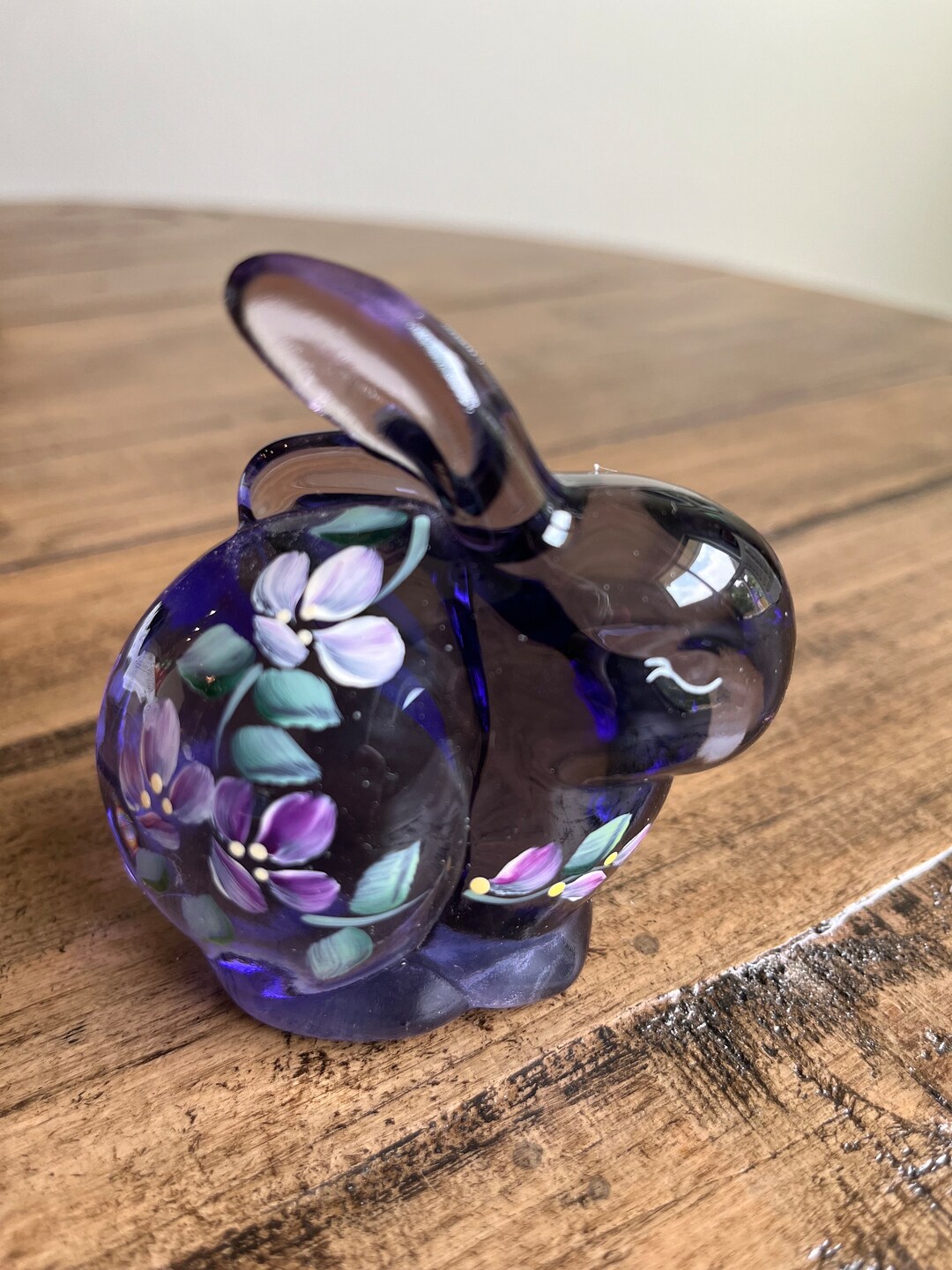 Fenton Glass Rabbit Hand Painted Signed by Artist - Etsy
