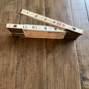 Vintage Lufkin Engineers Extension Folding Ruler, Wooden Tape Measure ...