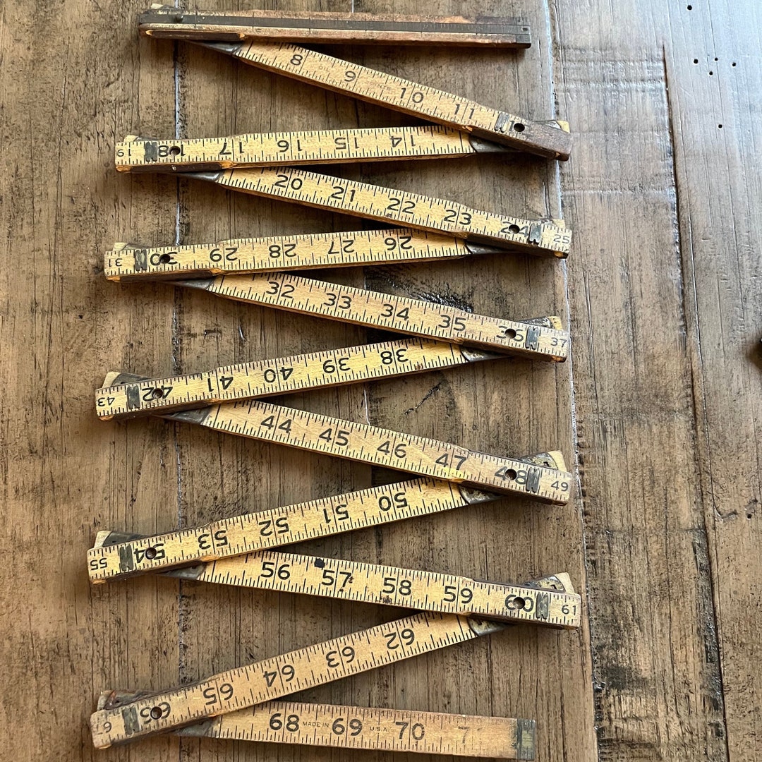 Vintage Lufkin Extension Folding Ruler, Wooden Tape Measure to 71 ...