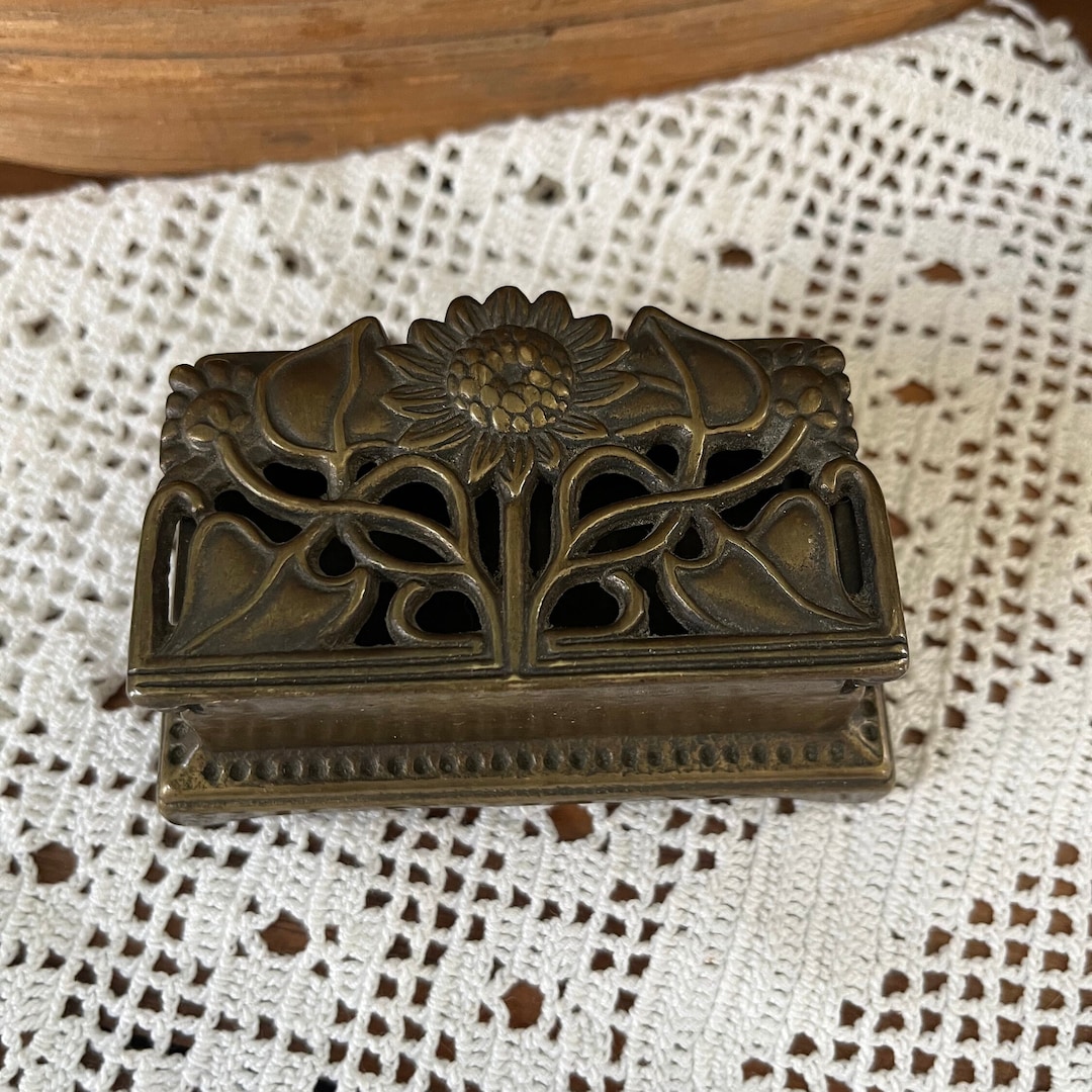 Vintage Brass Postage Stamp Holder, Divided Brass Postage Stamp Storage ...