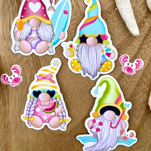 Garden Gnomes Vinyl Sticker Pack Gnome Sticker Kawaii Vinyl - Etsy