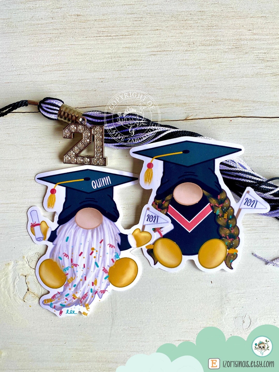 Customizable Graduation Gnome Sticker, Graduation Gnome Decal, Grad ...