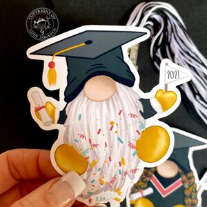 Customizable Graduation Gnome Sticker, Graduation Gnome Decal, Grad ...