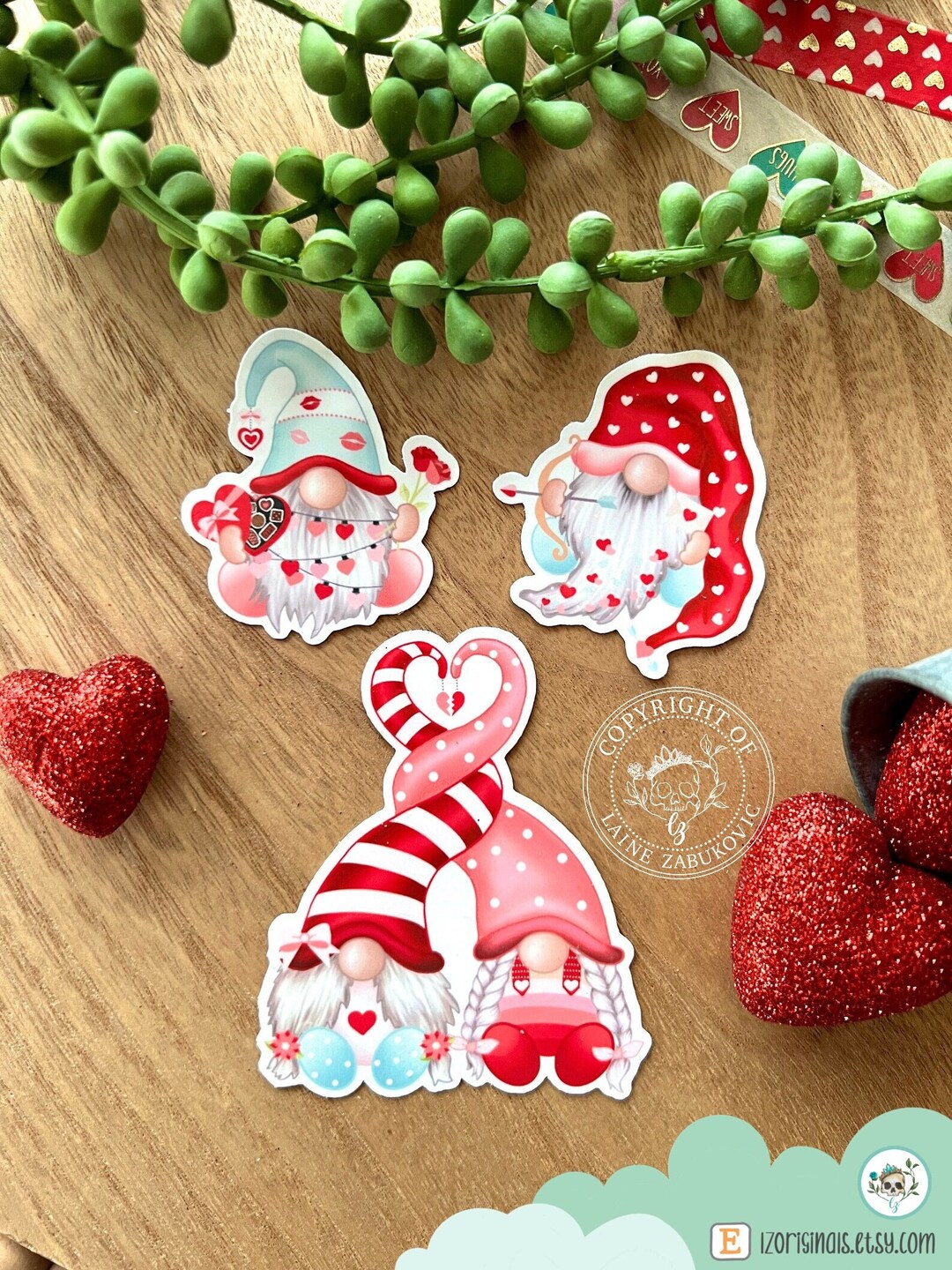 Valentines Day Gnome Sticker Pack, Valentines Day Gnomes, Die Cut Vinyl ...