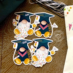 Customizable Graduation Gnome Sticker, Graduation Gnome Decal, Grad ...