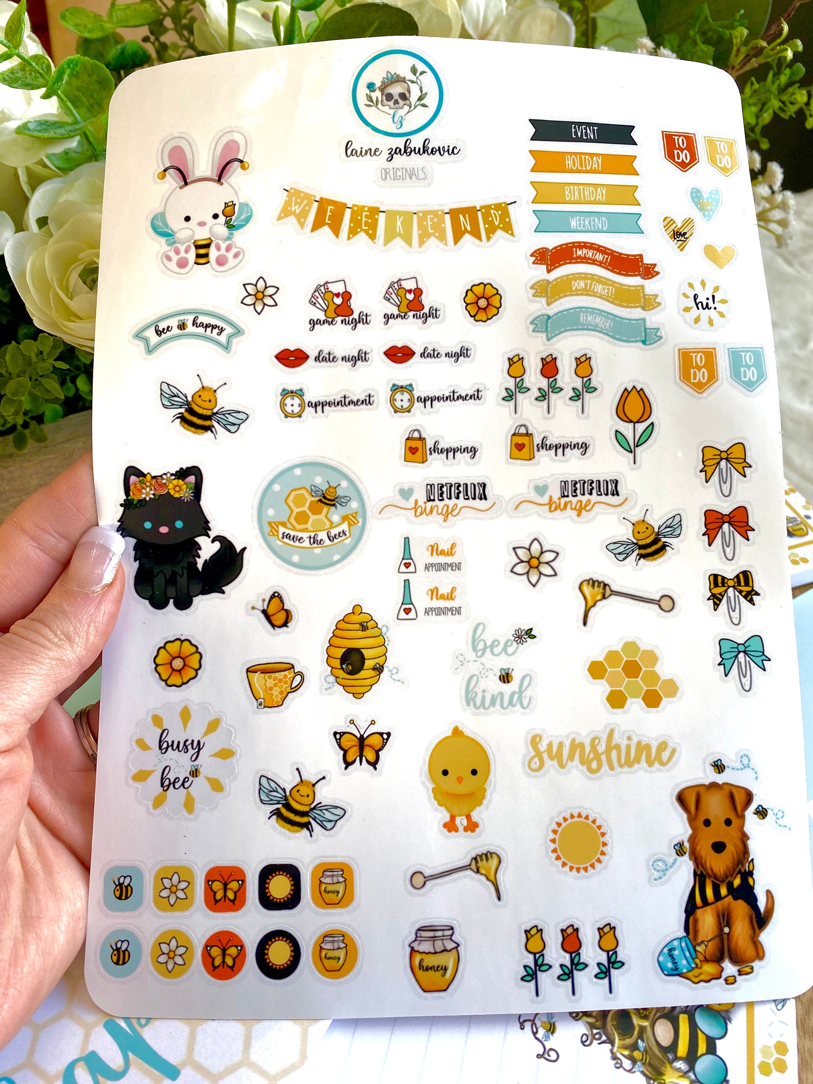 Bee Stationery Collection Bee Planner Stickers Vinyl Bee - Etsy