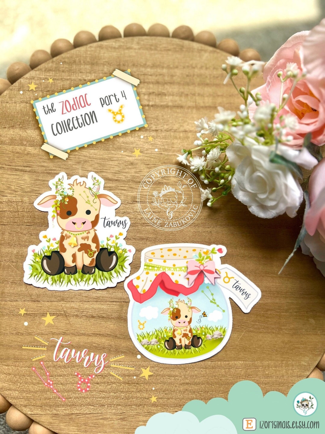 Taurus Zodiac Sign Sticker, Taurus Vinyl Sticker, Zodiac Symbol ...