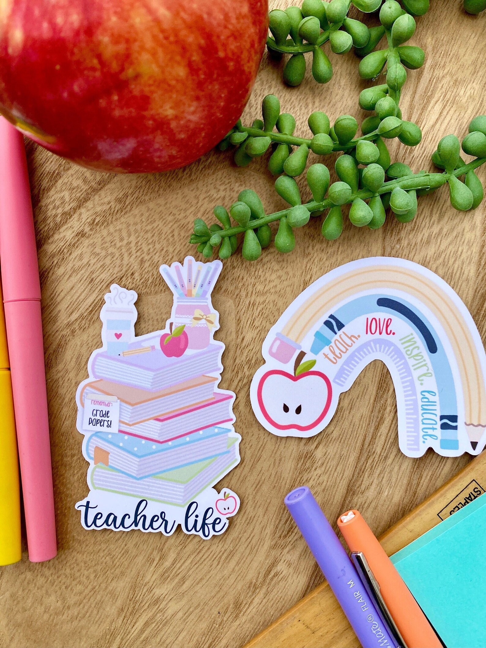 Teacher Appreciation Vinyl Sticker Pack Teacher Rainbow - Etsy