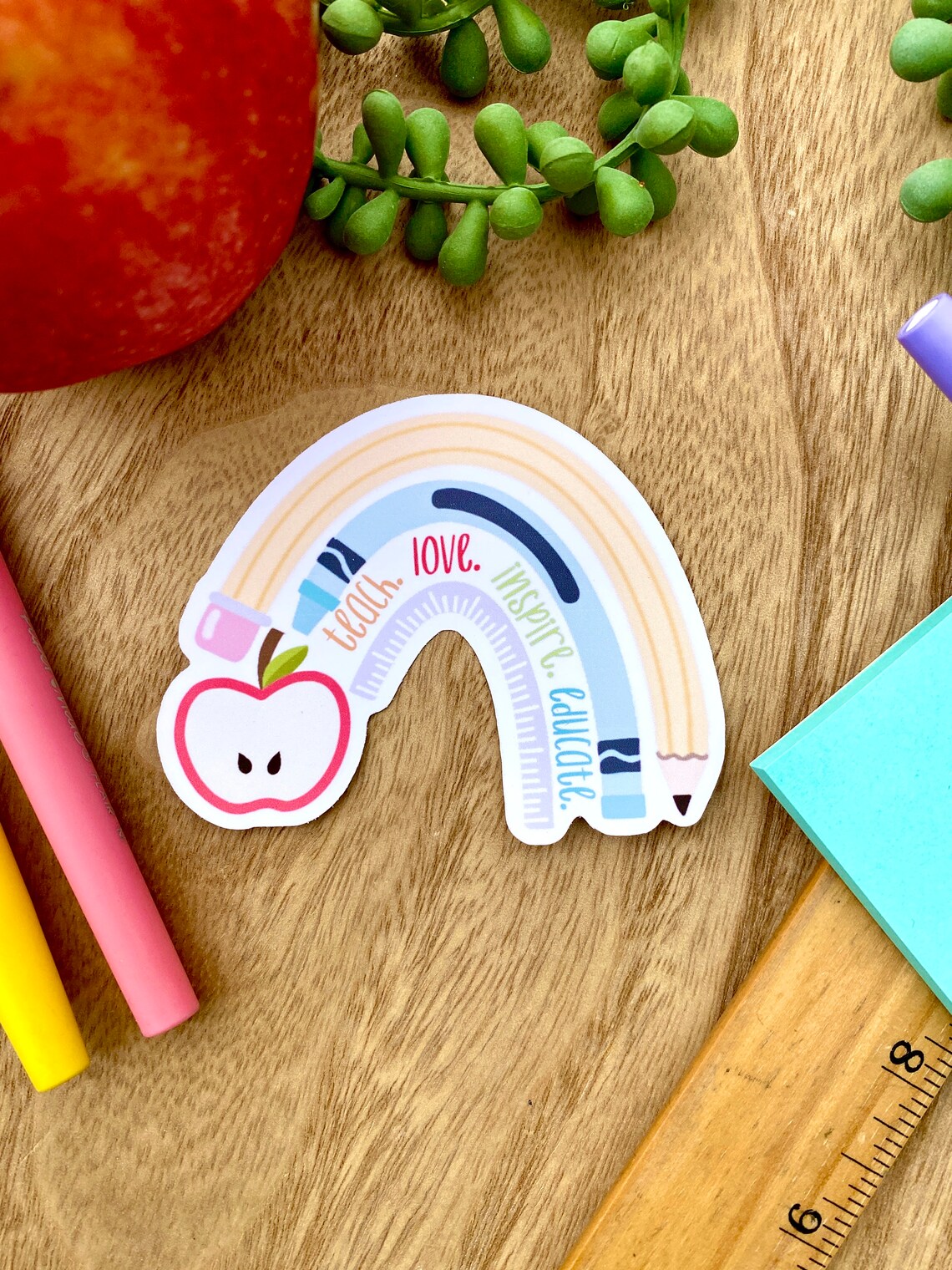 Teacher Appreciation Vinyl Sticker Pack Teacher Rainbow - Etsy