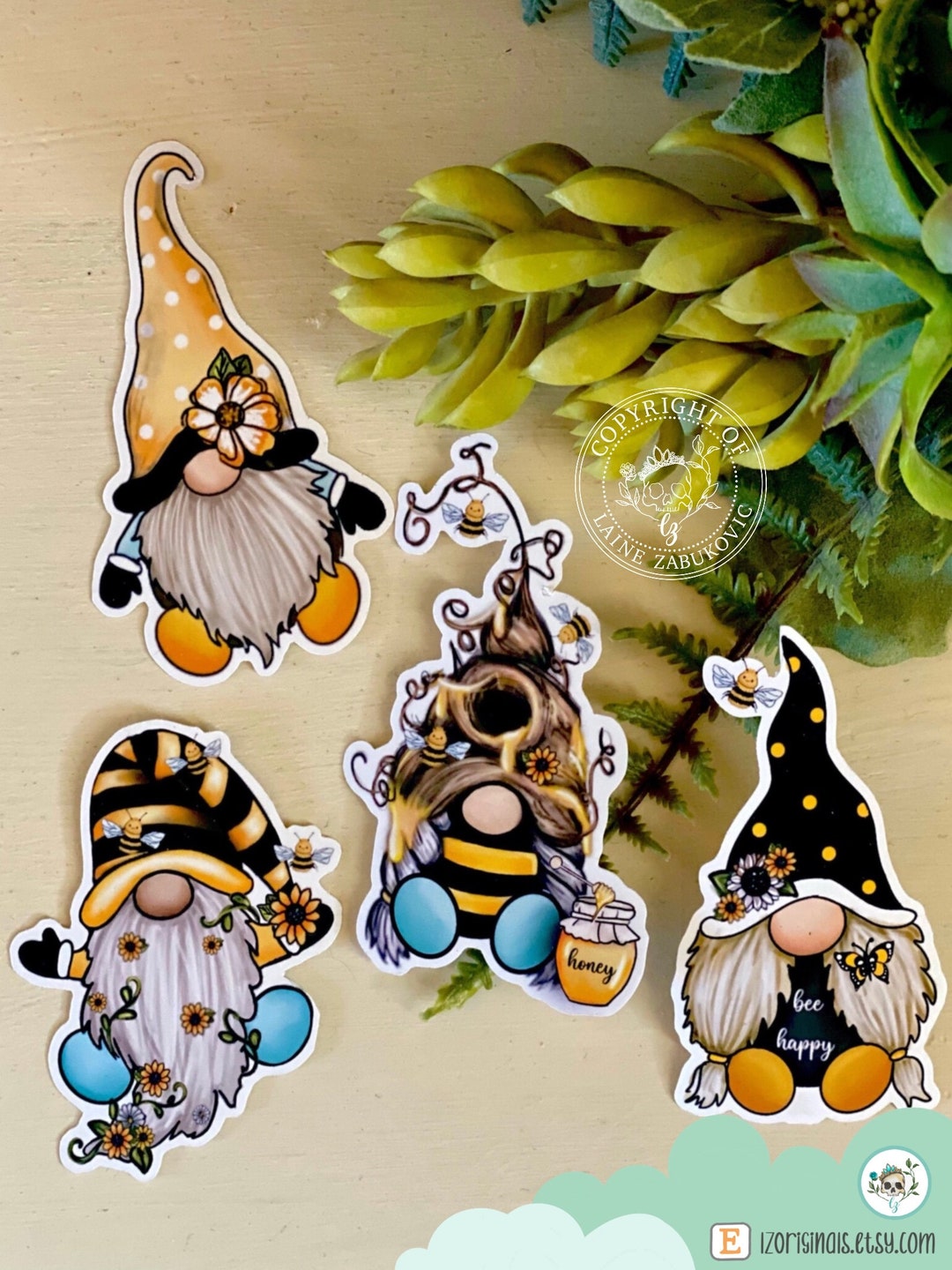 Bee Gnomes Vinyl Sticker Pack, Bee Hive Gnome Sticker, Die Cut Vinyl ...