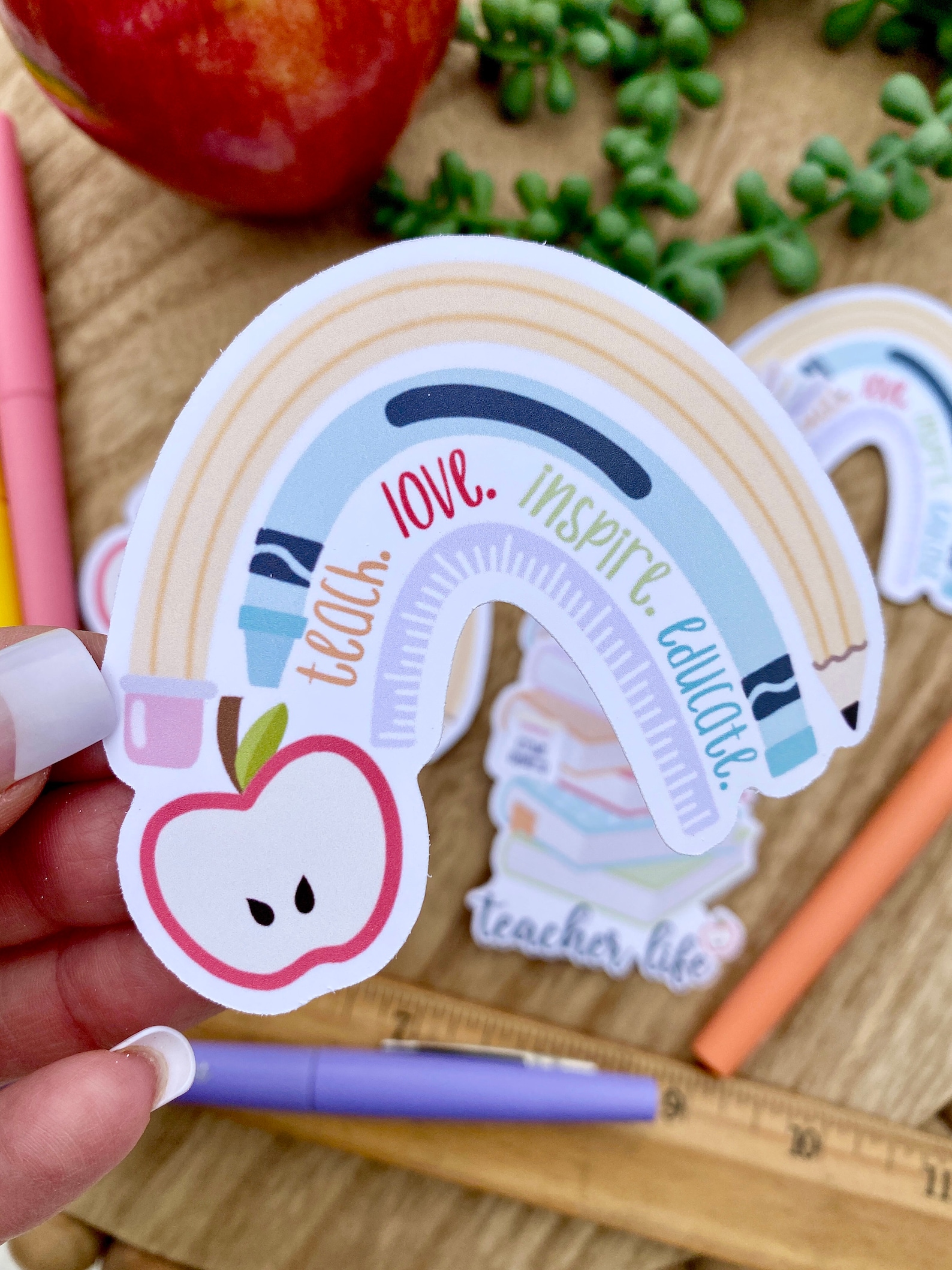 Teacher Appreciation Vinyl Sticker Pack Teacher Rainbow - Etsy