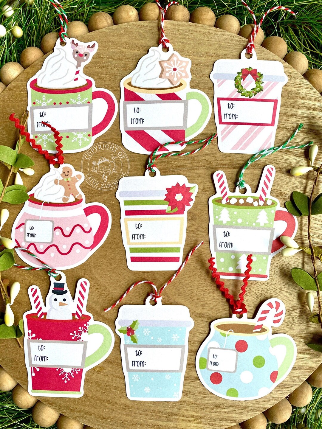 Christmas Coffee Cup Gift Tags, Holiday Gift Tags, Christmas Tags ...
