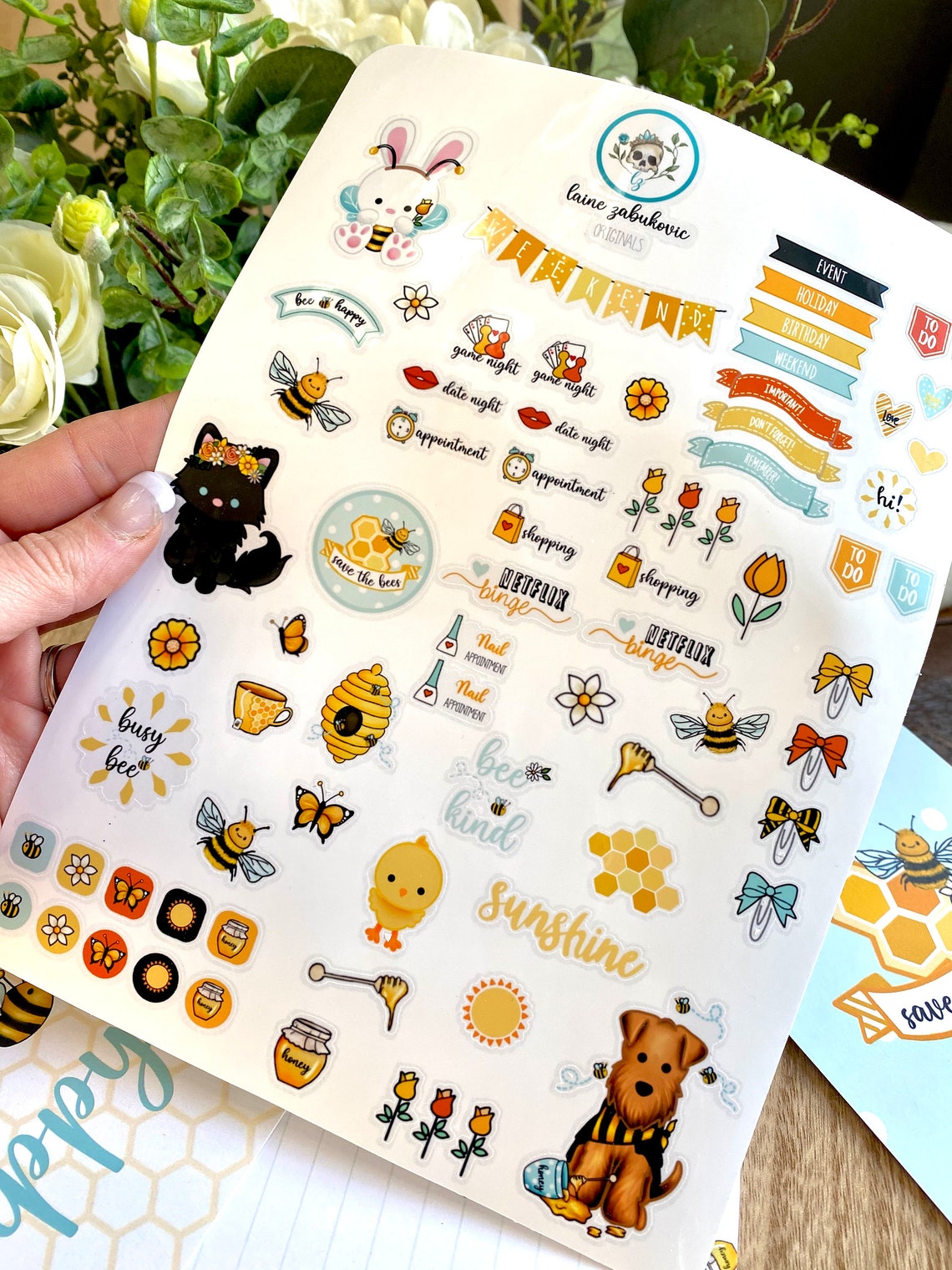 Bee Stationery Collection Bee Planner Stickers Vinyl Bee - Etsy