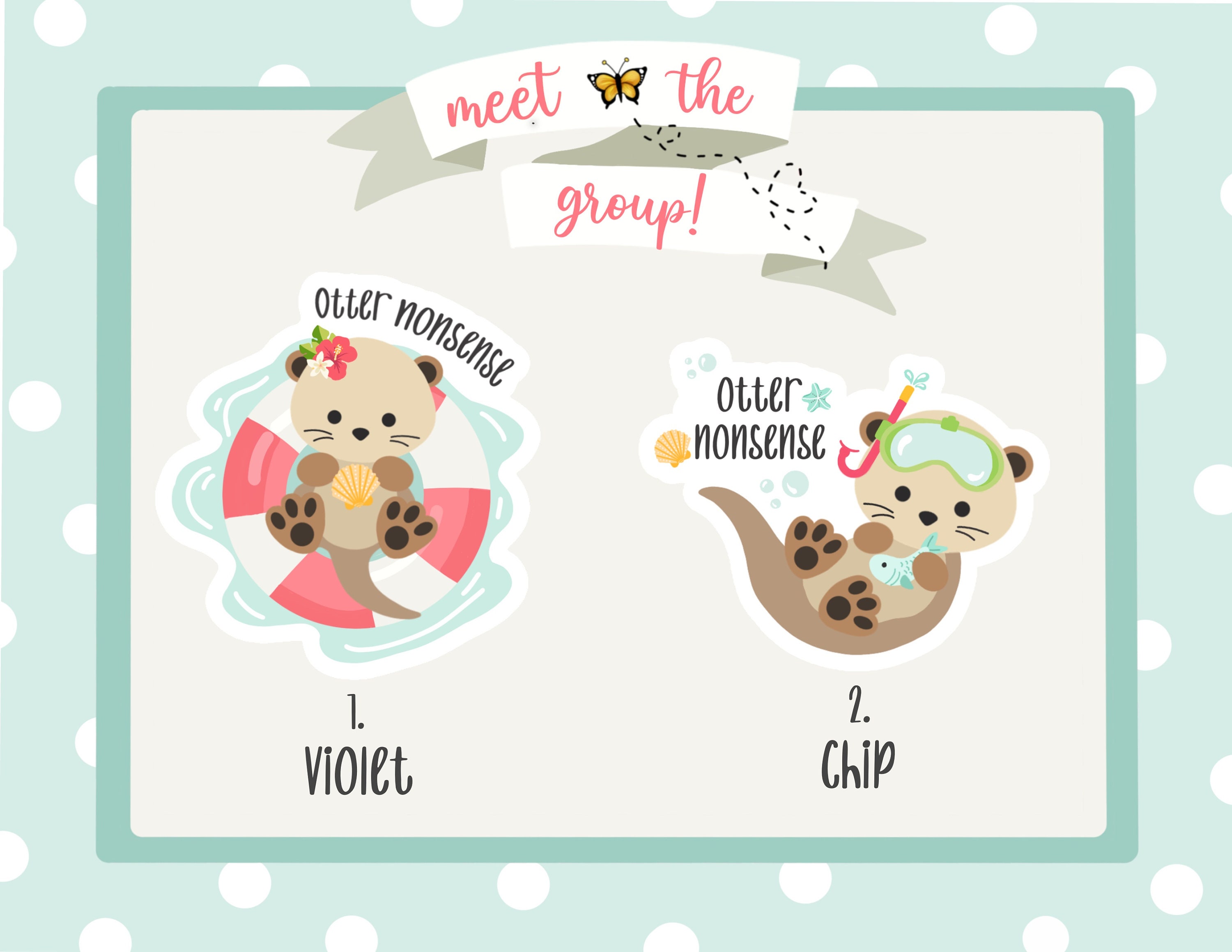 Summer Otters Vinyl Stickers Cute Otter Sticker Kawaii - Etsy
